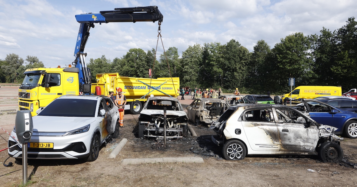 Auto aan oplader vat vlam bij Walibi: zes elektrische auto's afgebrand ...