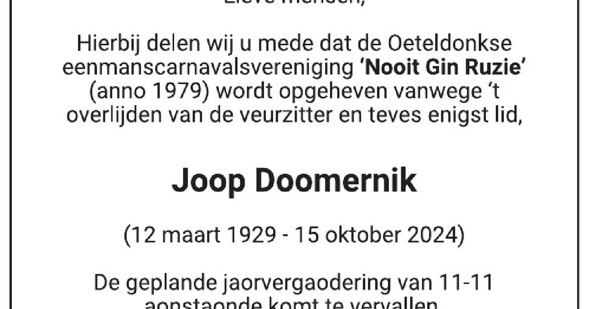 Zijn overlij­dens­ad­ver­ten­tie gaat viraal, maar wie was Joop ...