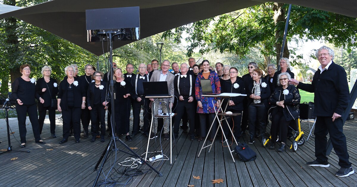 Zingen in de volle zon op Dongens Looiersplein en in de kille schaduw ...