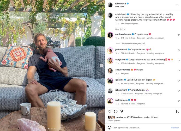 Dj Calvin Harris voor het eerst vader geworden: ‘Mijn vrouw is een ...