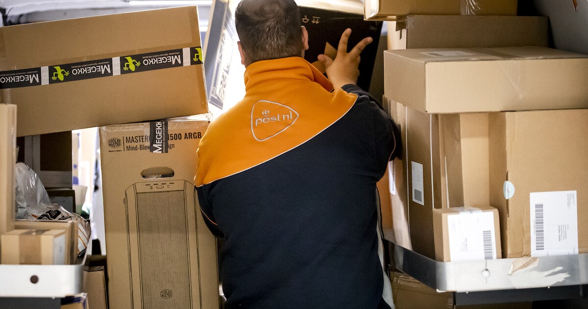 Vrouw doet varkenshart in een doos, pakt het gezellig in en doet het ...